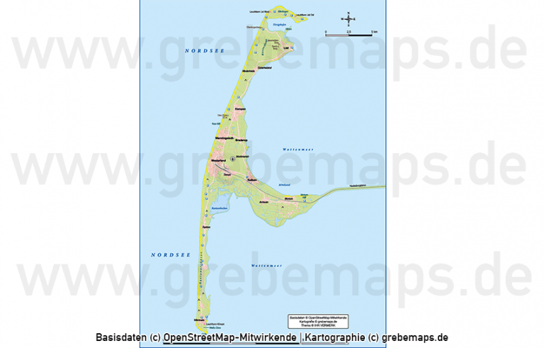 Sylt Basiskarte (DIN A4) Vektorkarte - grebemaps® B2B-KartenShop (GKB)