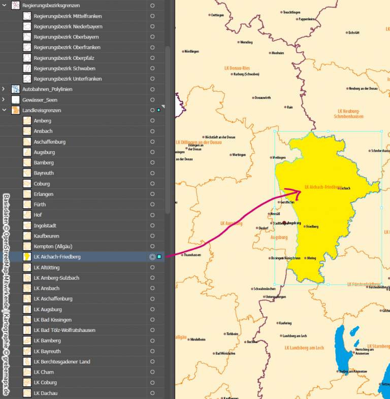 Bayern Vektorkarte Gemeinden Landkreise Postleitzahlen PLZ-5 ...