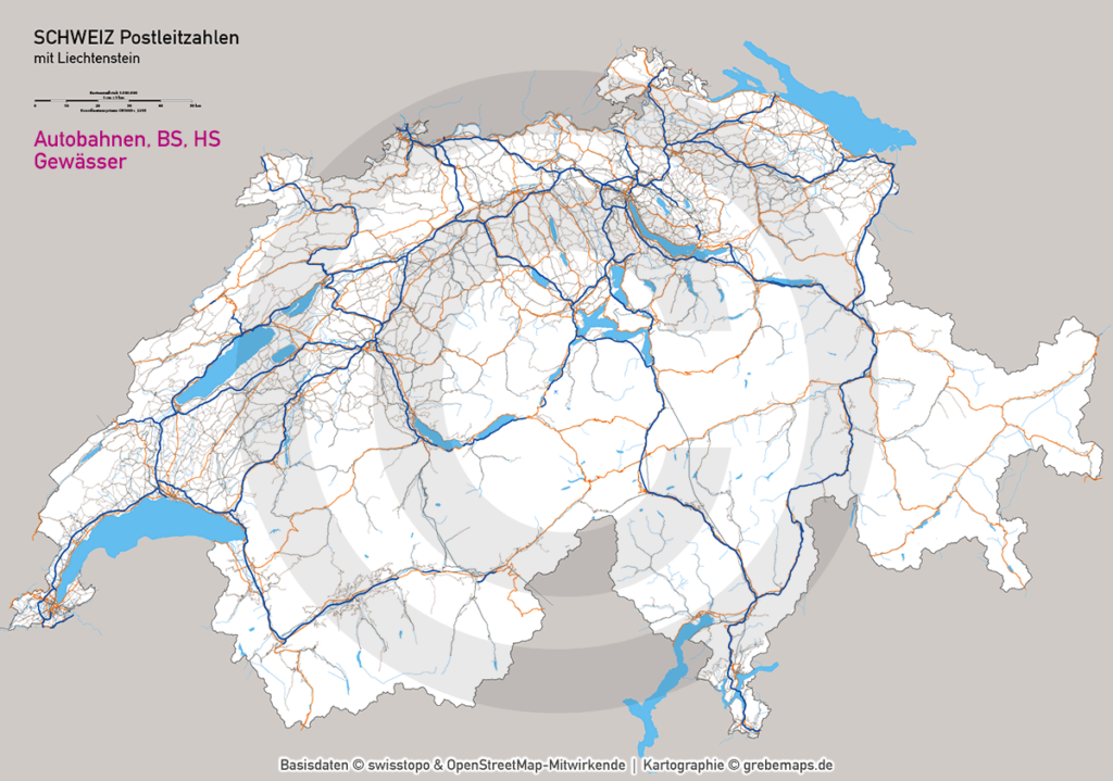 Schweiz Vektorkarte Postleitzahlen PLZ-1-2-3-4-6 Kantone Gemeinden ...