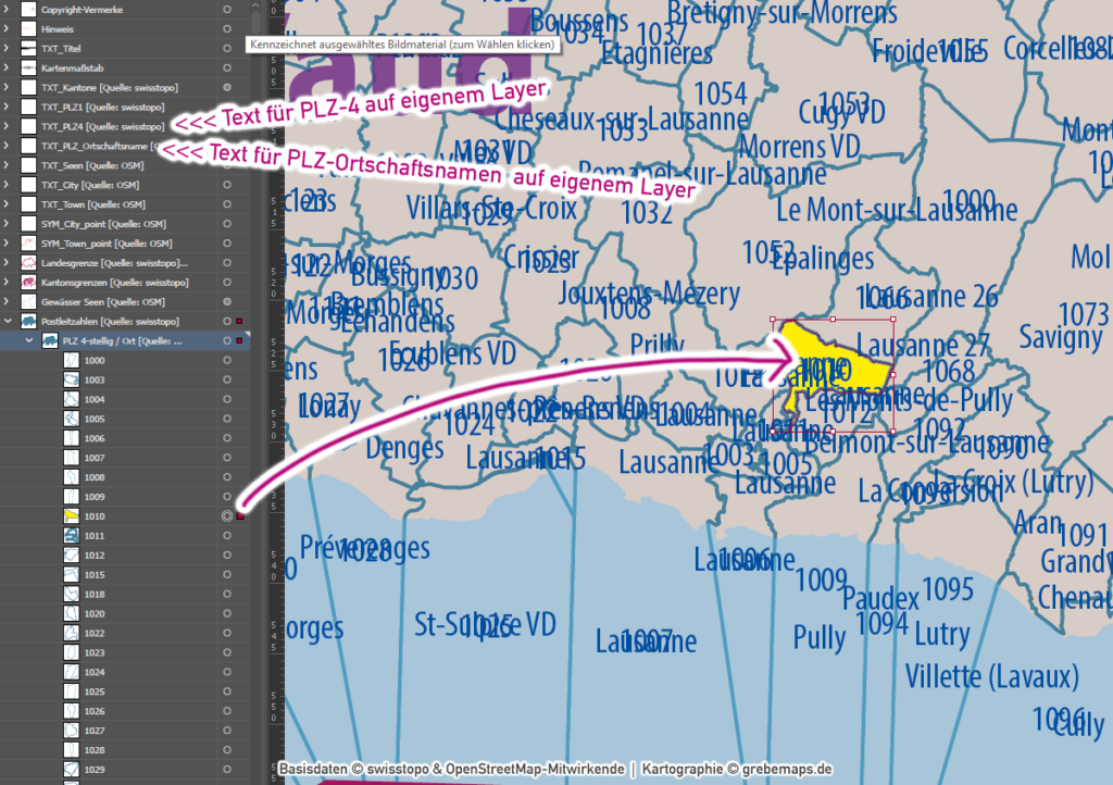 Schweiz Vektorkarte Postleitzahlen PLZ-1-4 Kantone (2021) - grebemaps ...