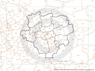 Dortmund Vertriebskarte Postleitzahlen PLZ-5 Stadtbezirke ...