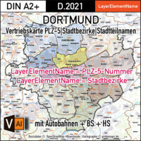Dortmund Vertriebskarte Postleitzahlen PLZ-5 Stadtbezirke ...