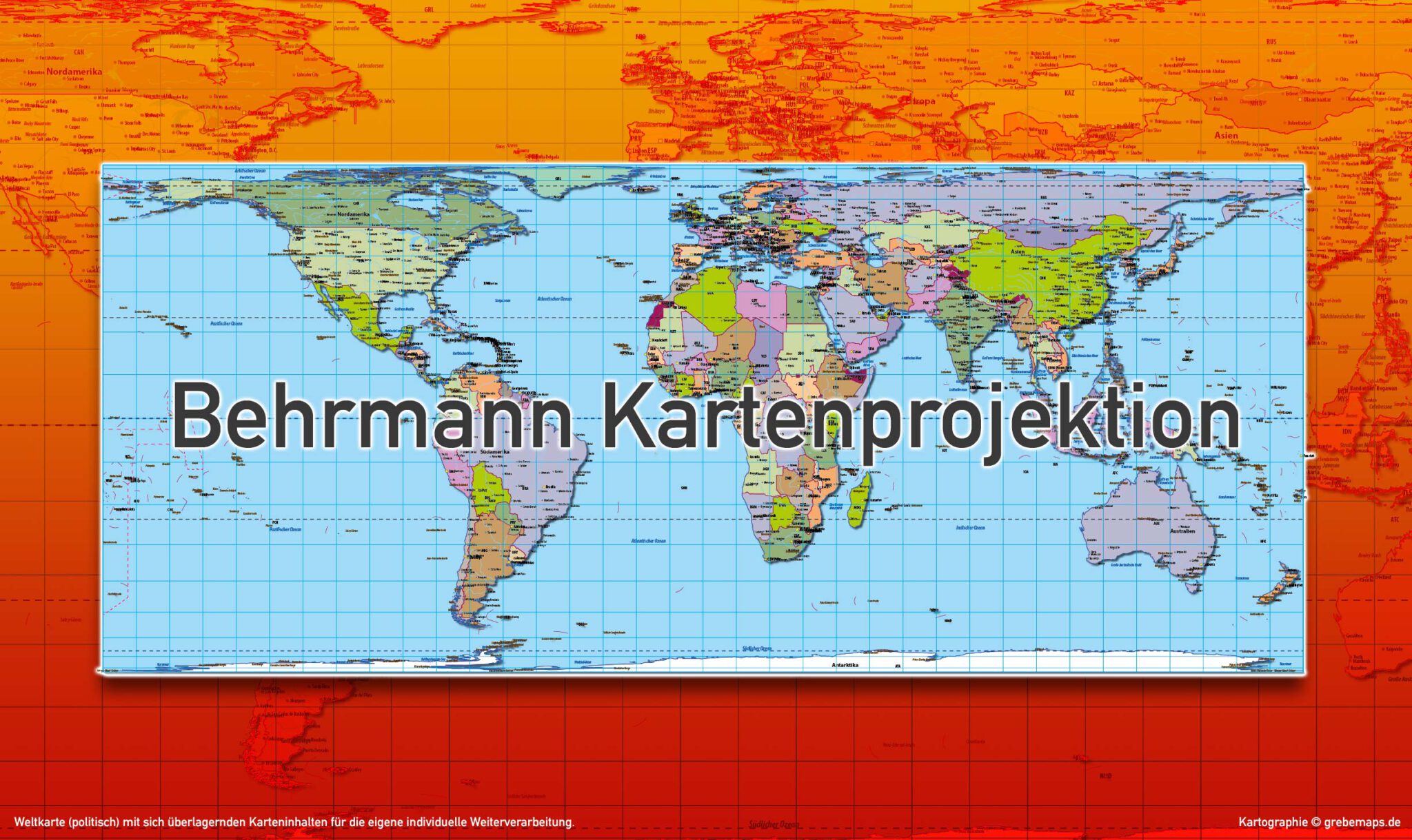 Weltkarte politisch - Behrmann Kartenprojektion - ebenen-separierte ...