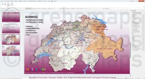 PowerPoint-Karte Schweiz Postleitzahlen PLZ-2 Kantone Vektorkarte ...