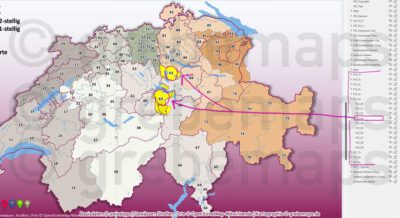 PowerPoint-Karte Schweiz Postleitzahlen PLZ-2 Kantone Vektorkarte ...