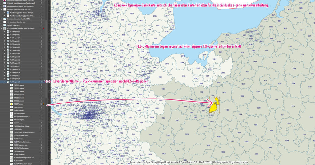 Deutschland Postleitzahlen Karte PLZ-1-2-5 (1-/2-/5-stellig) mit ...